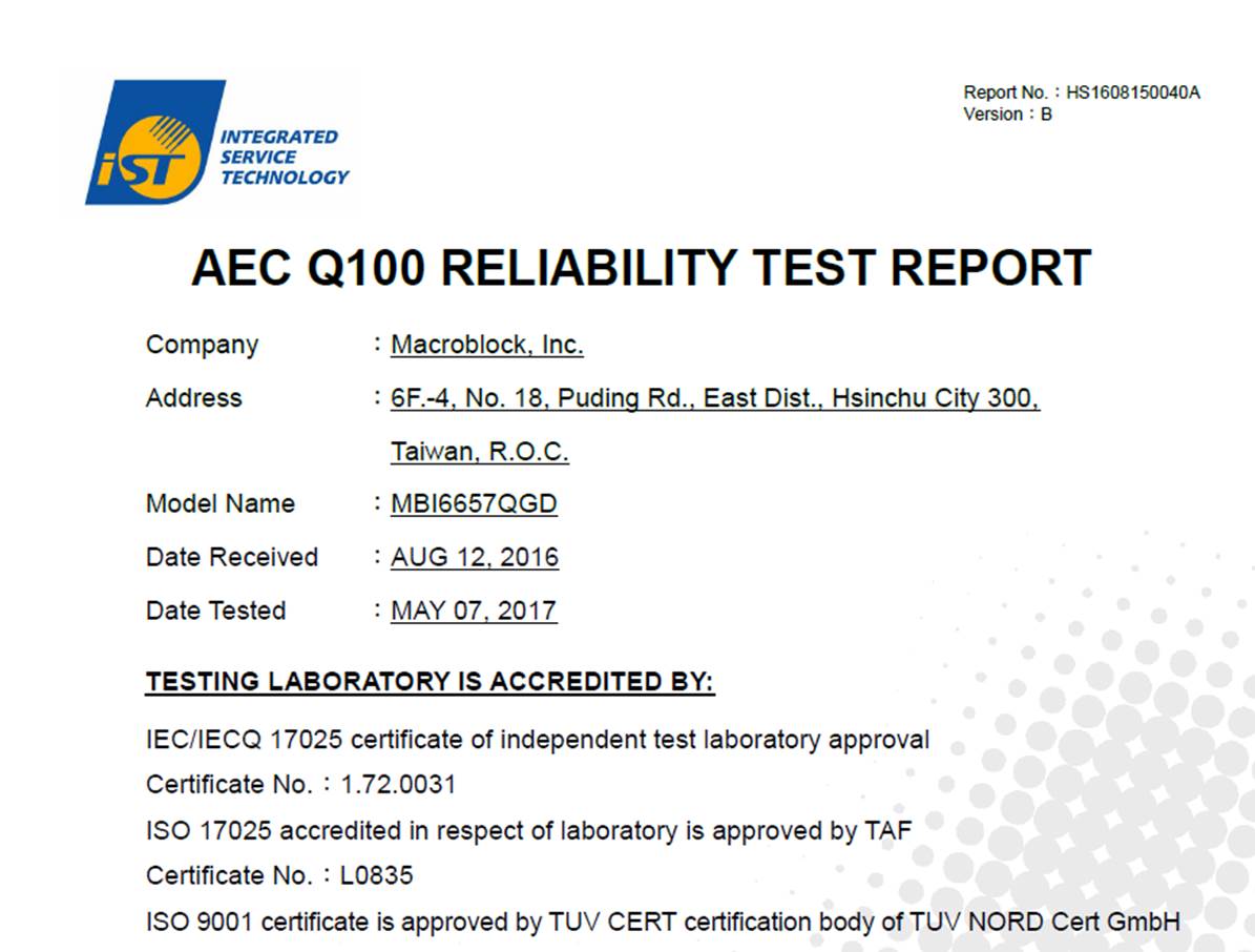 AEC-Q100 ∣ Macroblock